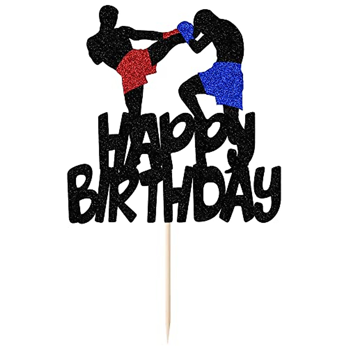 LVEUD Black flash Boxing Match Cake Topper Boxer Decor Cake Topper Sports Theme Happy Birthday Cake Topper Boxing Hobby Happy Birthday Cake Topper Party Cake Decorations