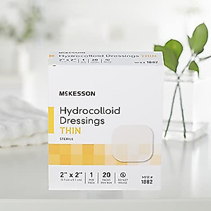 McKesson Hydrocolloid Dressing, Sterile, Thin, 2 in x 2 in, 20 Count, 1 Pack