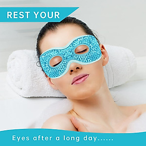 2 PCS Ice Eye Mask Reusable Ice Pack for Eyes,Hot Cold Compress Gel Bead Cooling Eye Mask with Eye Hole for Puffiness/Dark Circles/Eye Bags/Dry Eyes/Headaches/Migraines/Stress Relief (Blue)