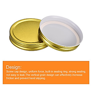 uxcell Mason Jar Lids, 24 Pcs - Tinplate Canning Lids Wide Mouth Leak Proof Fits Storage Jars (Gold)