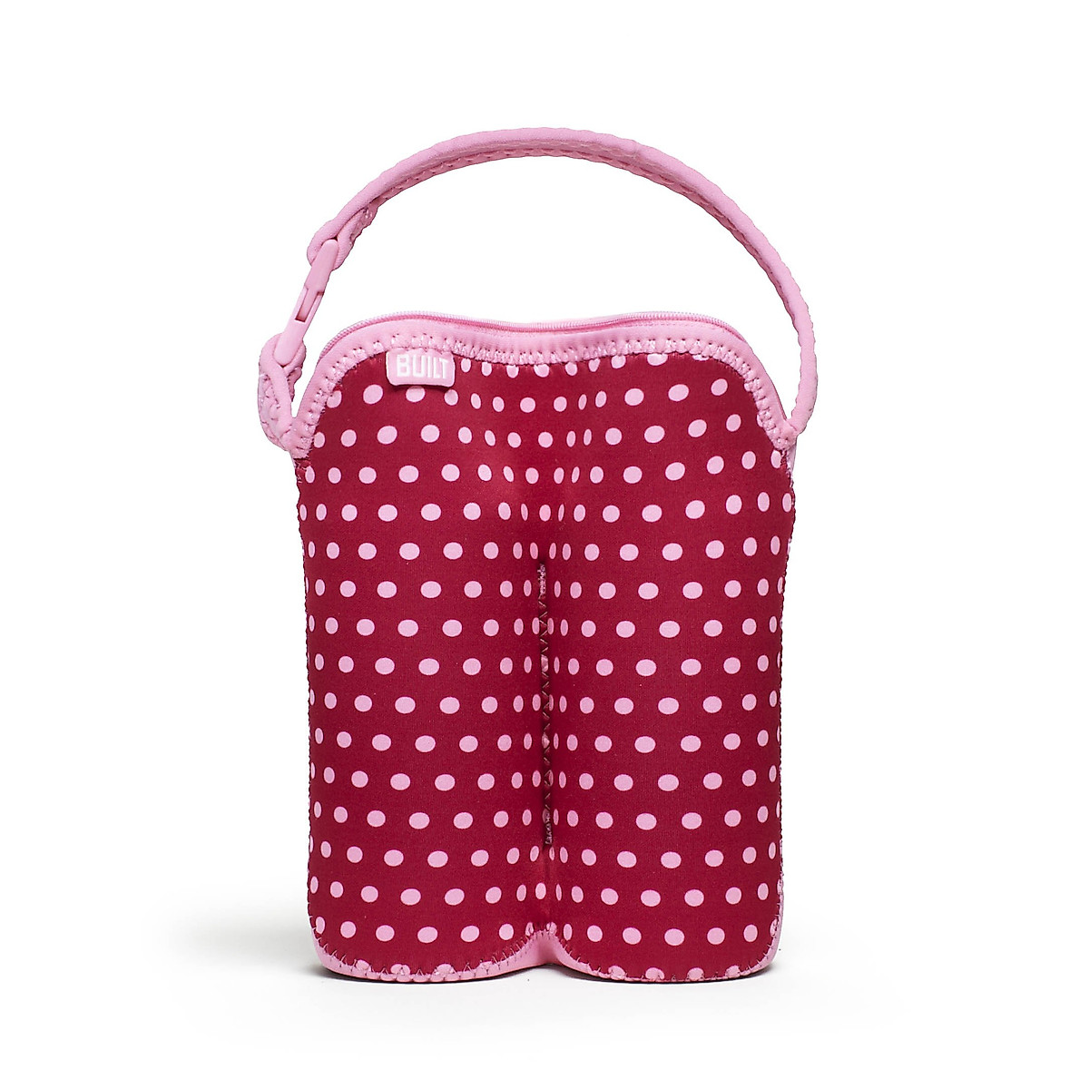 Built Bottle Buddy Two Bottle Tote, in Baby Pink Mini Dots