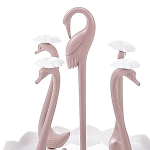 Zerodis Swan Cup Holder with Rotating Drip Tray Plastic Drinking Cup Drainer Stand Rack for Home Mug Dryer Rack with Drip Tray Drying Stand Holder for Kitchen Counter (4 Heads)