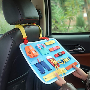 Busy Board for Toddlers Montessori Sensory Toys Travel Activities for Kids Learning Dress& Fine Motor Skills Car Airplane road trip toys For Girls Boys Ages 1 2 3 4 Year Old Preschool Early Education