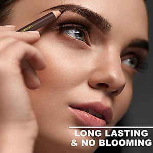 QIUFSSE Waterproof Eyebrow Pencil Dark Brown Brow Pencil Set For Marking,Filling and Outlining,Eyebrow Tattoo Makeup Microblading Supplies Kit,5Pcs Microblading Eyebrow Pen with Eyebrow Stencil Eyebrow Tool