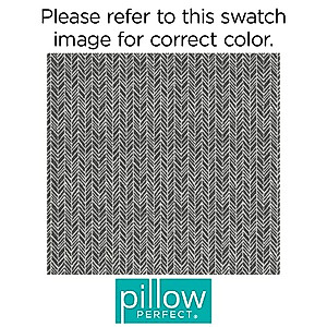 Pillow Perfect 610047 Outdoor/Indoor Herringbone Slate Square Corner Chair Cushion, 36.5" x 18", 1 Count (Pack of 1),Grey