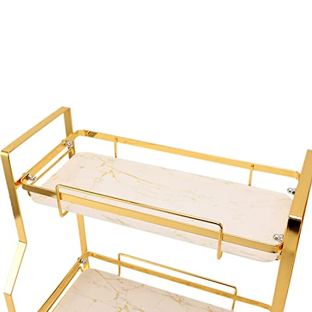 Aoutecen Spice Rack Organizer, White and Gold Stable Wall Mounted Strong Load Bearing Capacity Corner Bathroom Shelf Easy to for Kitchen(2 Tier)