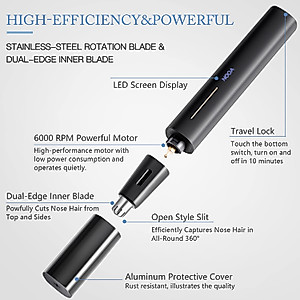 Lithium Ear and Nose Hair Trimmer Clipper for Men & Women, USB Rechargeable Professional Eyebrow Trimmer, Smart Cleaning System Waterproof Painless Facial Hair Remover