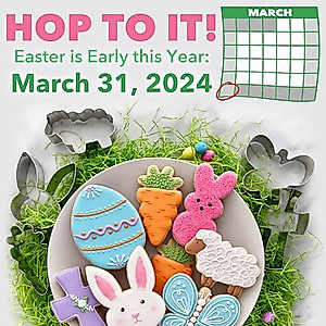 Easter Cookie Cutters 7-Pc Set Made in USA by Ann Clark, Easter Bunny, Egg, Holy Cross, Carrot, Butterfly, Lamb