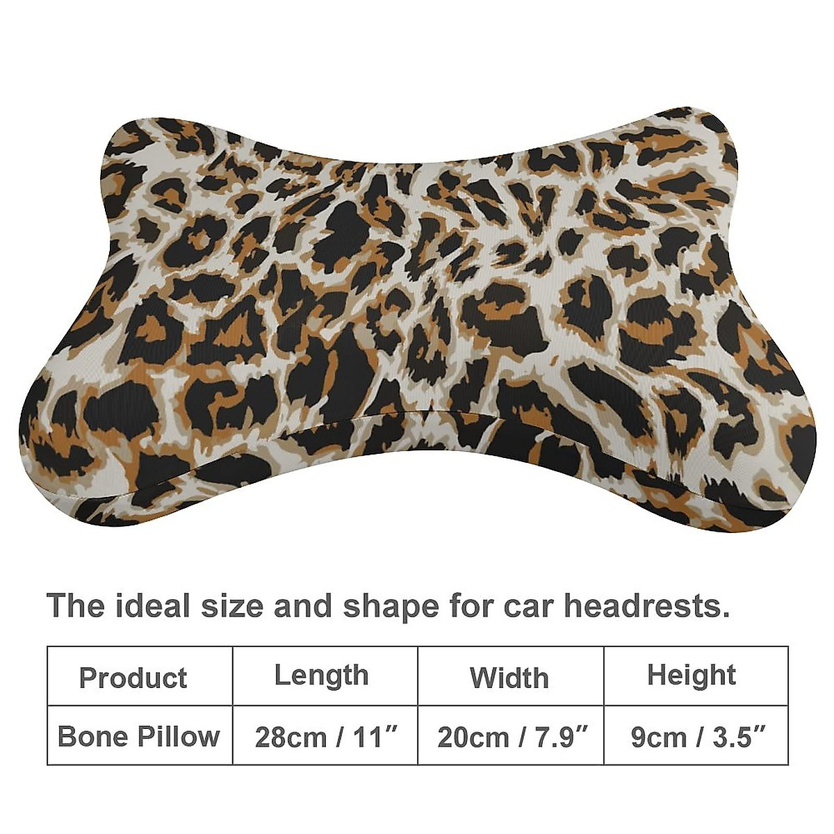JZDACH Car Neck Pillow Memory Foam Head Rest Support Cushion Compatible with Cheetah Leopard Print for Travel Car Seat, Boys Gaming Office Chair,Travel Portable Pillow