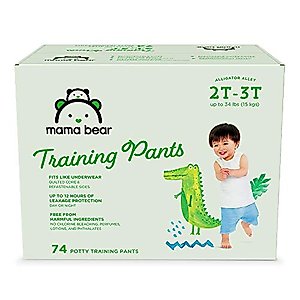 Amazon Brand - Mama Bear Training Pants For Boys 3T-4T, 66 Count, Multicolor, Animal Print