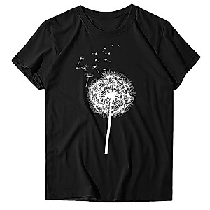 What is My Balance on My Account,Short T Shirt Women Casual Sunflower Printing Shirts Round Neck Short Sleeve Tee Tops Tunic Blouse Womens (B-Black, XXL)