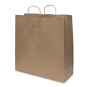 Brown Paper Bags with Handles - 18x7x18.75 Inch 100 Pack Large Plain Brown Paper Bags, Durable Kraft Paper for Retail Stores, Small Business, Shopping, Crafts, Gifts, Grocery items, in Bulk