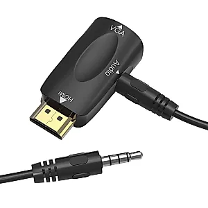 Guamar HDMI to VGA Adapter Converter with 3.5mm Audio Jack Cable,4K HDMI to VGA Converter Male to Female Gold-Plated Connector for Laptop,PC, Desktop,Monitor, Projector,HDTV,DVD