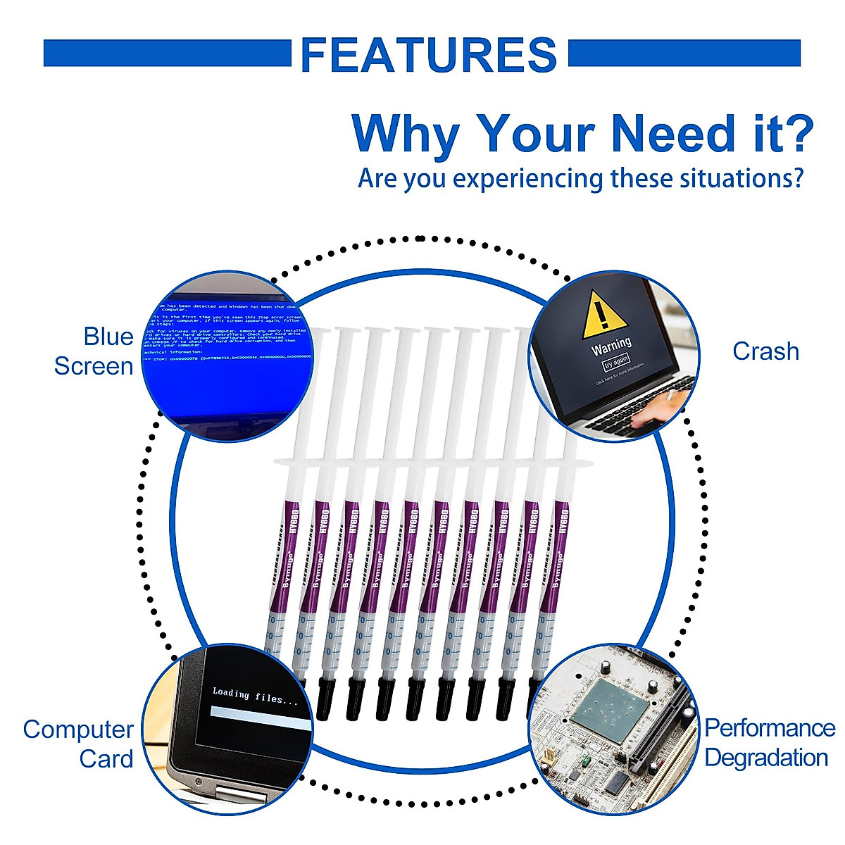 10 Pack HY880 Thermal Paste Kit-5.15 W/MK 1 G/Pcs, High Performance Thermal Compound Paste Grease Heatsink for CPU, Processor, All Cooler Master, Computer, PS4