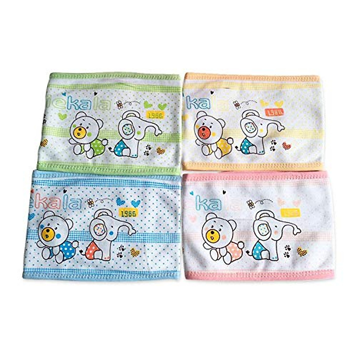 Lzttyee 4PCS Cotton Baby Infant Belly Band Cartoon Soft Umbilical Cord Navel Belt (Random Color)