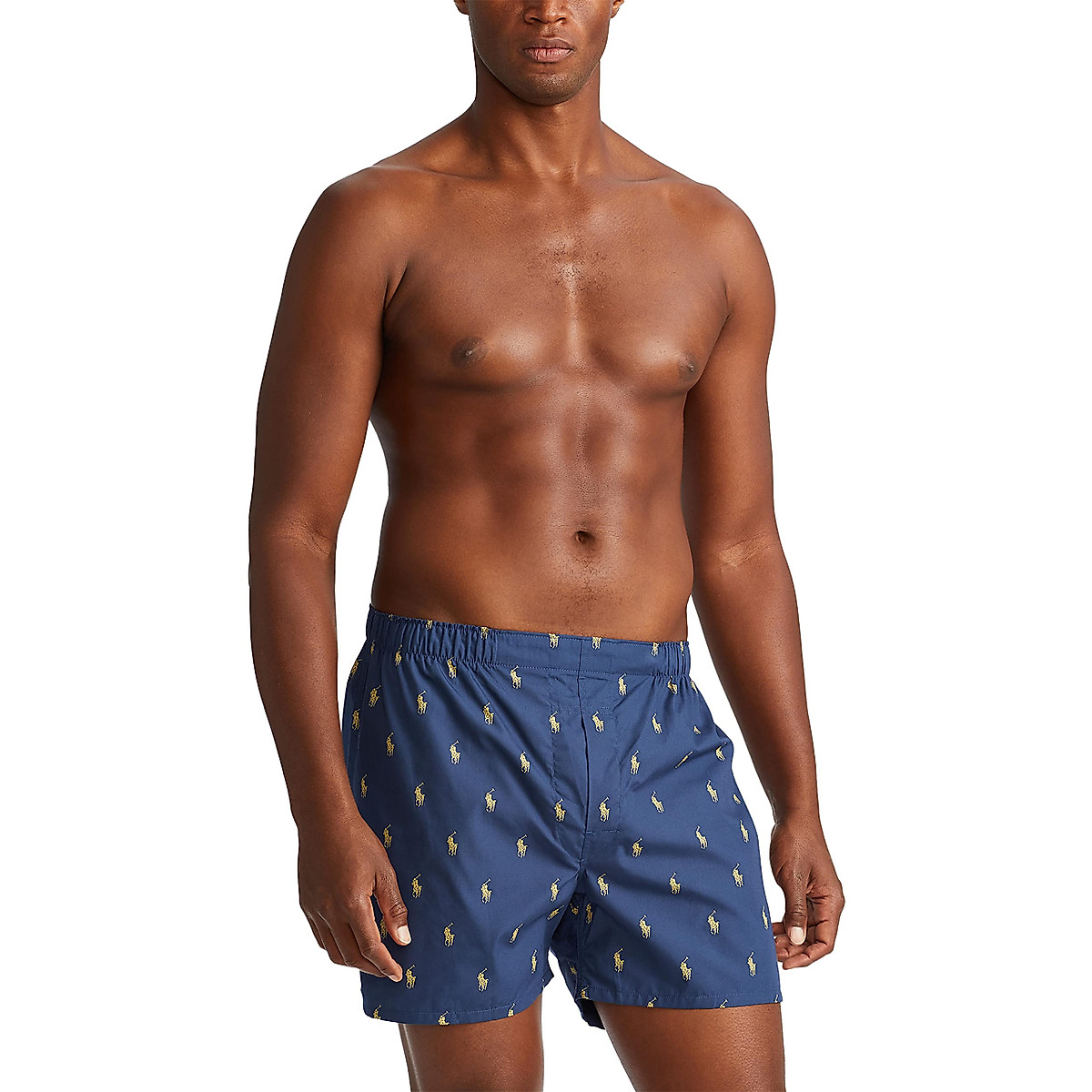 POLO RALPH LAUREN Men's Classic Fit Woven Cotton Boxers, Rustic Navy/Campus Yellow, Summer Stripe/Cruise Navy, Sag Harbor Plaid/Polo Yellow, X-Large