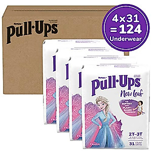 Pull-Ups New Leaf Girls' Disney Frozen Potty Training Pants, 2T-3T (16-34 lbs), 124 Ct (4 Packs of 31), Packaging May Vary