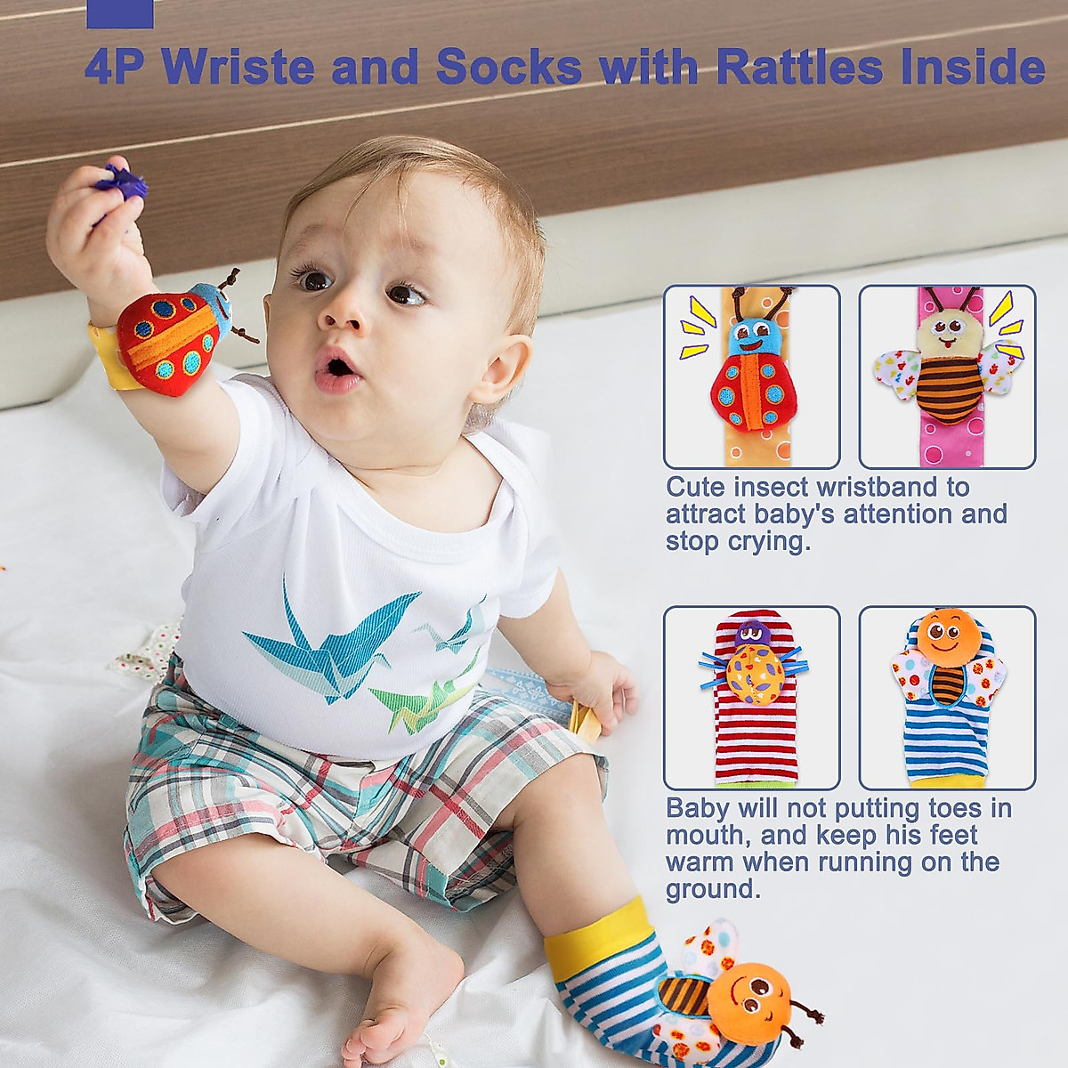 AZEN 18Pcs Baby Toys 3-6 Months, Baby Rattles 0-6 Months, Newborn Infant Baby Toys 0-3 Months, Baby Rattles 0-6 Months, Baby Toys 6 to 12 Months, Baby Boy Girl Gifts Set