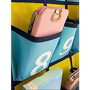 Cell Phone Holder Classroom Calculator Pocket Organizer 36 Numbered Pockets, Blue