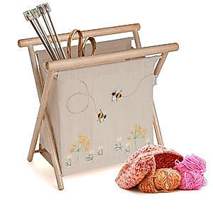Hobby Gift Collapsible Yarn Caddy – Foldable Knitting & Crochet Storage Bag, Craft Supply Organiser, 14.2 x 8.6 x 14.2