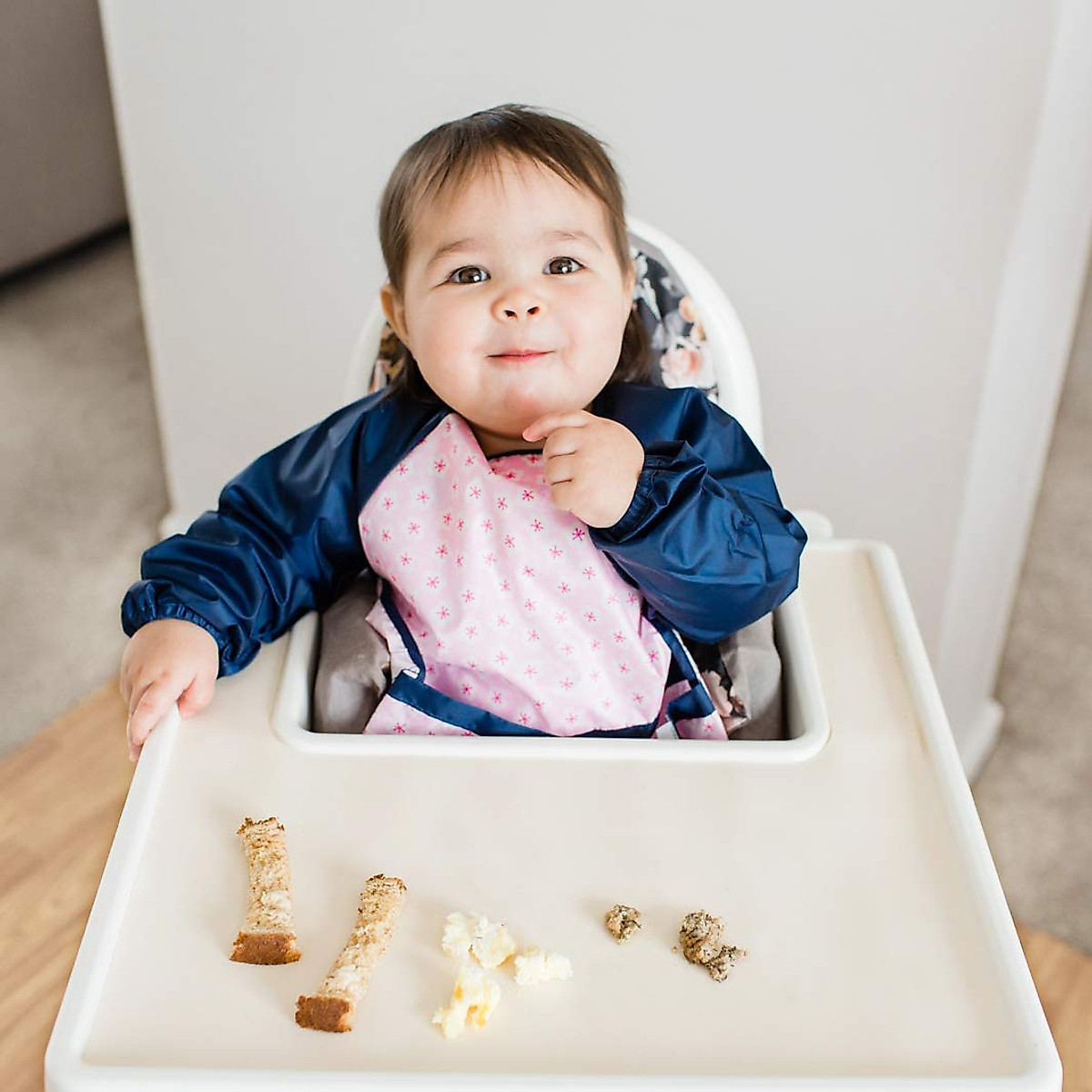 green sprouts Easy-wear Long Sleeve Bib | Waterproof Protection | Flipped Pocket, Soft Material, Easy Clean Smock