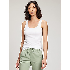 GAP Womens Ribbed Tank Top Cami Shirt, White V2 Global Pack, Large Tall US