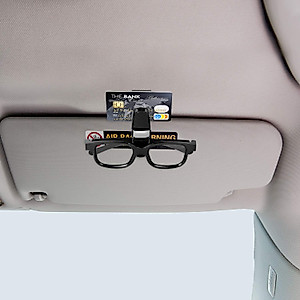 Boao 4 Pcs Sunglasses Holders for Car Sun Visor, Glasses Ticket Card Clip Mount Hanger, Double-Ends Clip 180 Degree Rotational Car Visor Accessories(Silver)