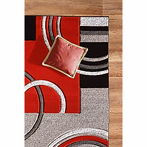 GLORY RUGS Area Rug Modern 5x7 Red Soft Hand Carved Contemporary Floor Carpet with Premium Fluffy Texture for Indoor Living Dining Room and Bedroom Area
