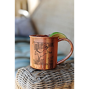 Alchemade 100% Pure Copper 14 Oz Mug with Retro Mule Logo For Moscow Mules, and Other Cocktails - Keeps Drinks Cold Longer - Made to Stay Tarnish Free