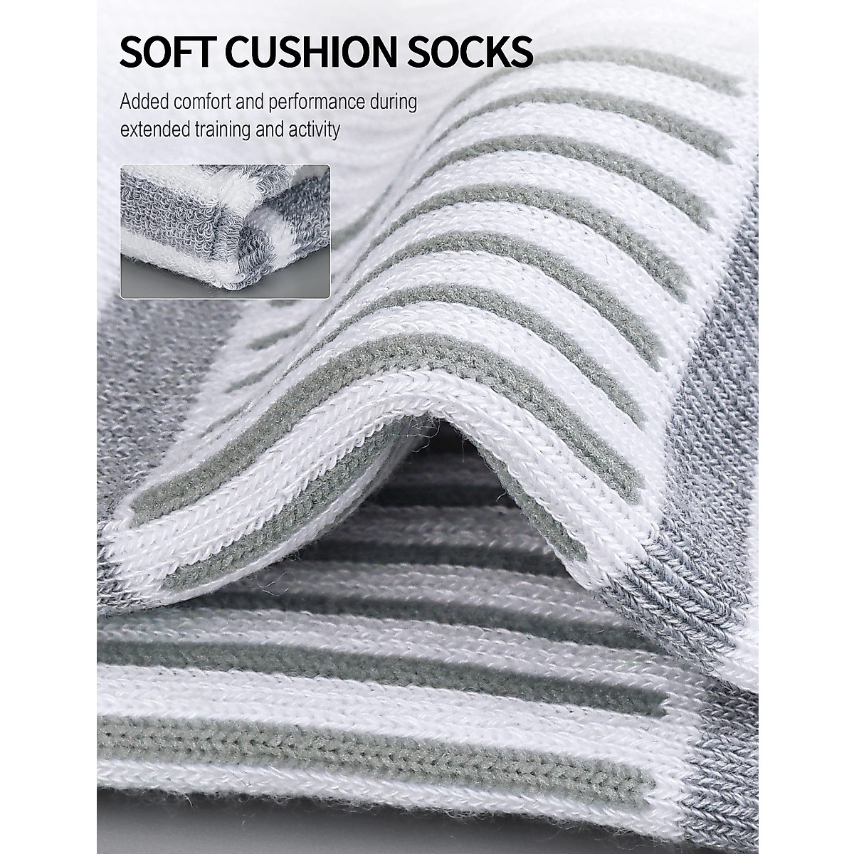 Airacker Ankle Athletic Running Socks Cushioned Breathable Low Cut Sports Tab Socks for Men and Women (6 Pairs)