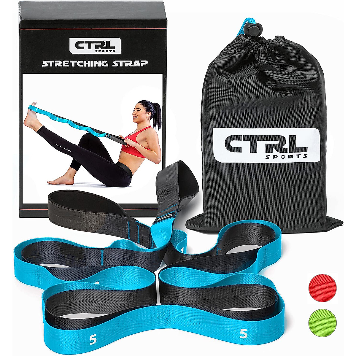 Stretching Strap with Loops - Non Elastic Stretch Band for Physical Therapy, Yoga Strap for Stretching Equipment, Stretch Bands for Exercise and Flexibility - Fascia, Hamstring & Leg Stretcher Belt