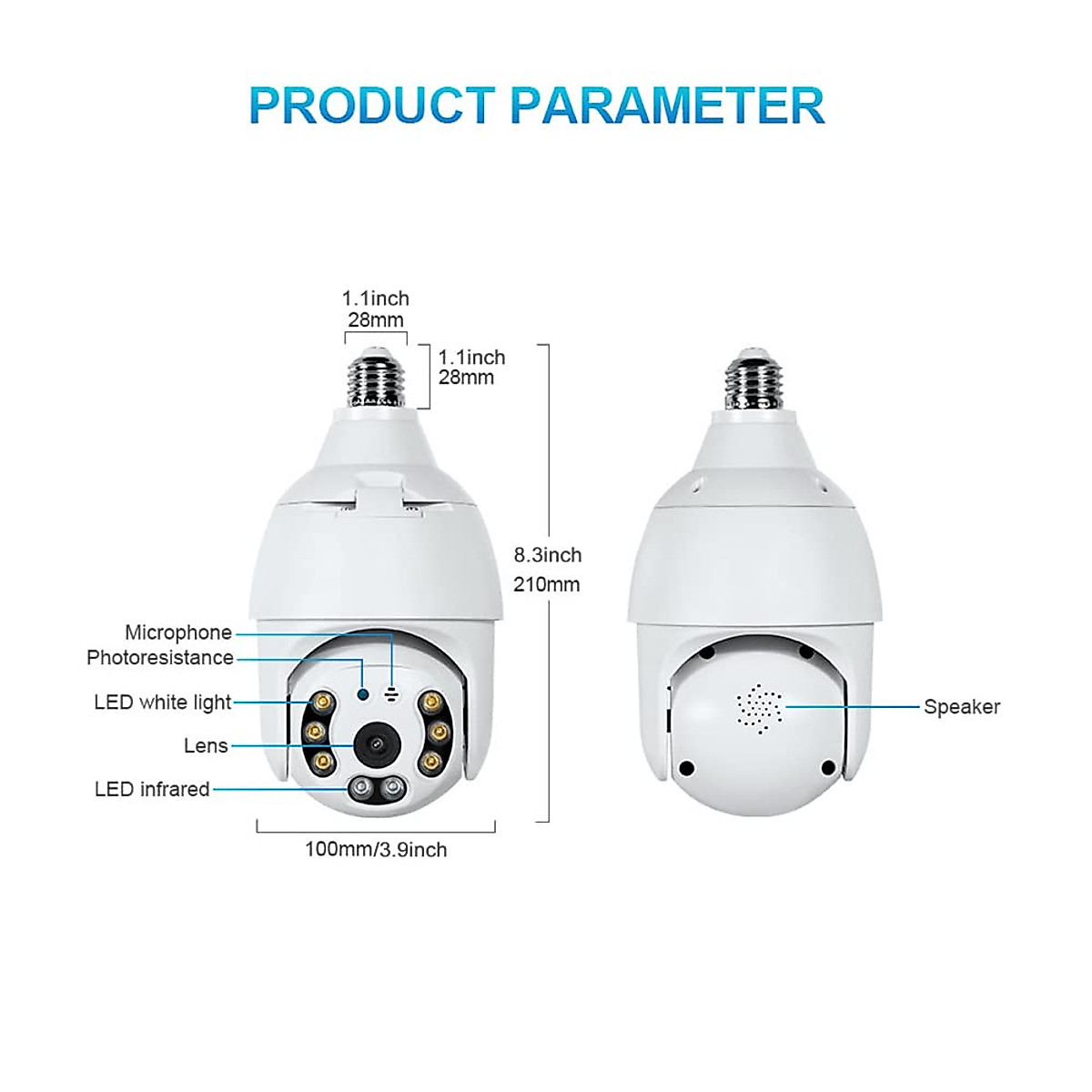 EVERSECU 2K 4MP Light Bulb Security Camera, Outdoor Waterproof, 360° View, 2.4G WiFi&Wireless, Motion Detection, Auto Tracking, 2 Way Audio, Color Night Vision, Work with Alexa Google, Siren Alarm