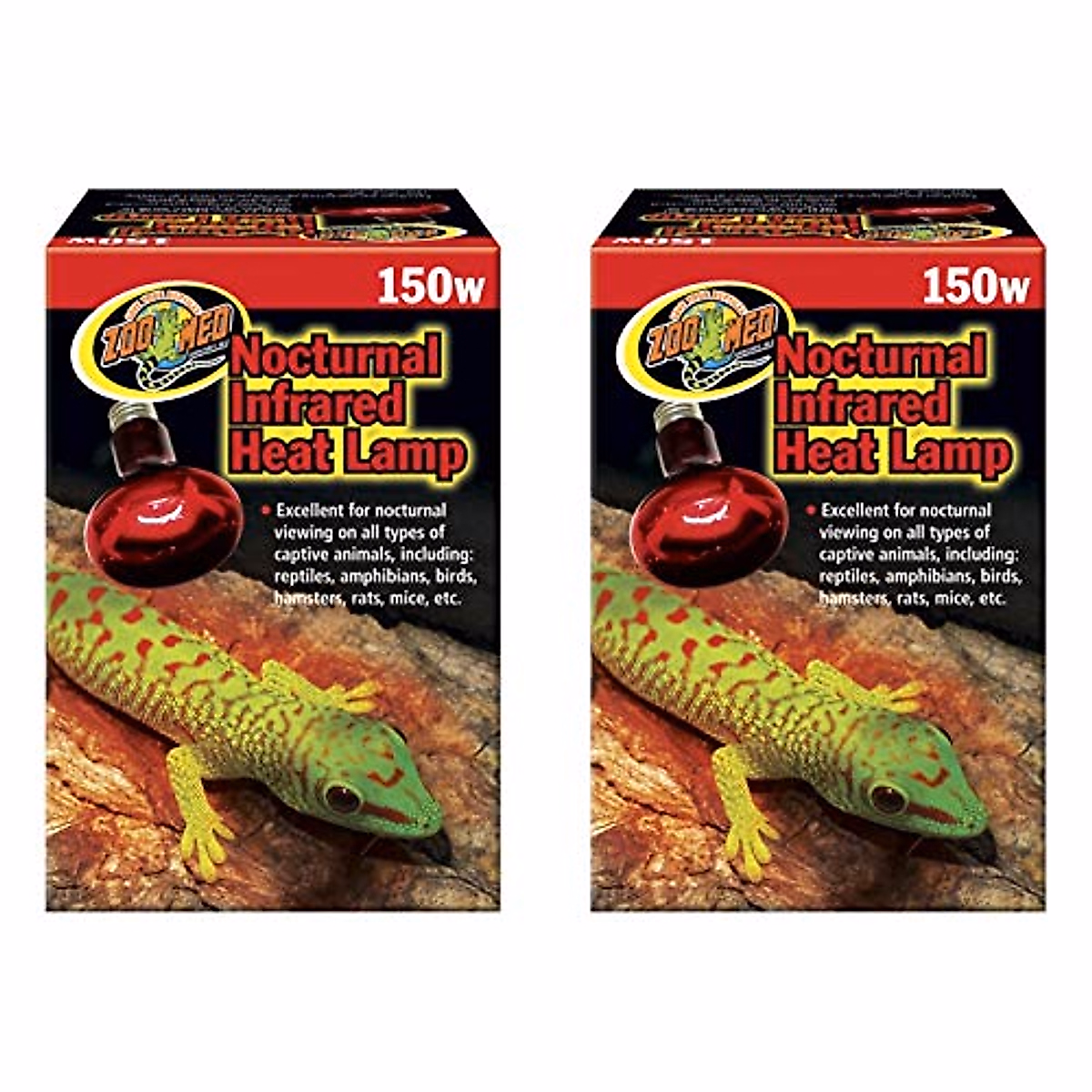 Zoo Med (2 Pack) Red Infrared Heat Lamp, 150 Watts