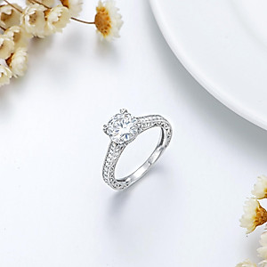 2.75 Carat 3 Stone Princess Cut Bridal Set Moissanite Engagement Rings for Women Platinum Plated Silver Princess Moissanite Rings -8