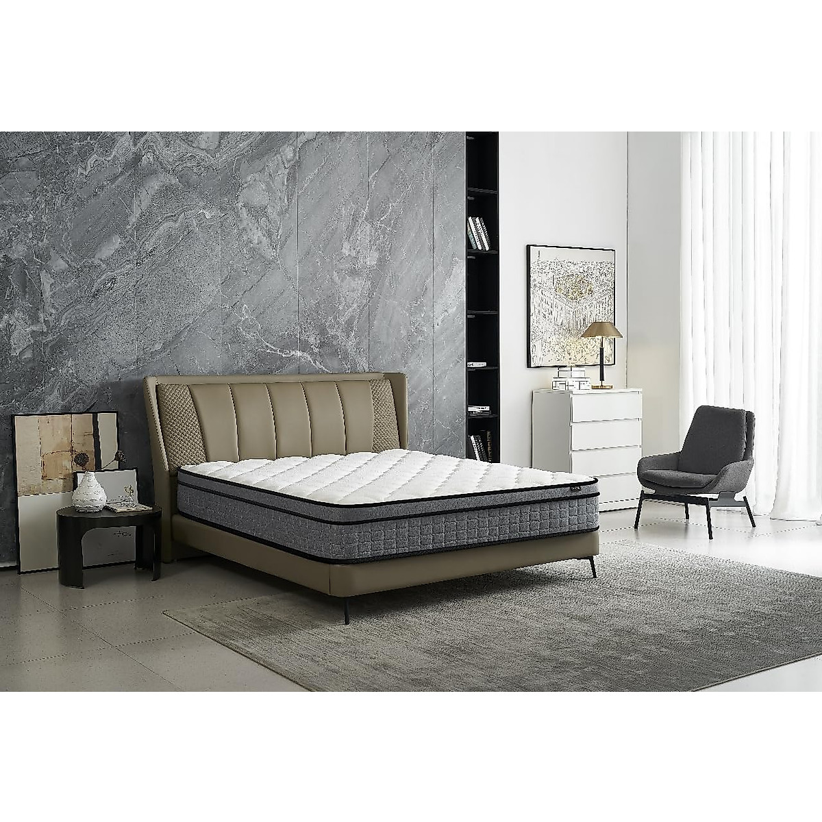 Container Furniture Direct Hybrid 12 Inch Queen Mattress in a Box, Pillow Top Bed Cushion with Gel Infused Memory Foam, Breathable and Hypoallergenic, Medium Firm for Lumbar Support