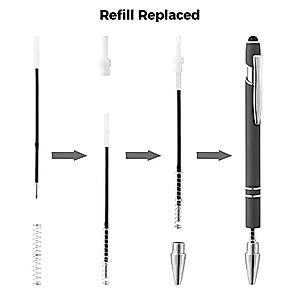 habibee Ballpoint Pen with Stylus Tip 12 Pack, 1.0 mm Black Ink Metal Pen, 2 in 1 Stylus Pen, Stylus Ballpoint Pen for Touch Screens (Mixed Color)