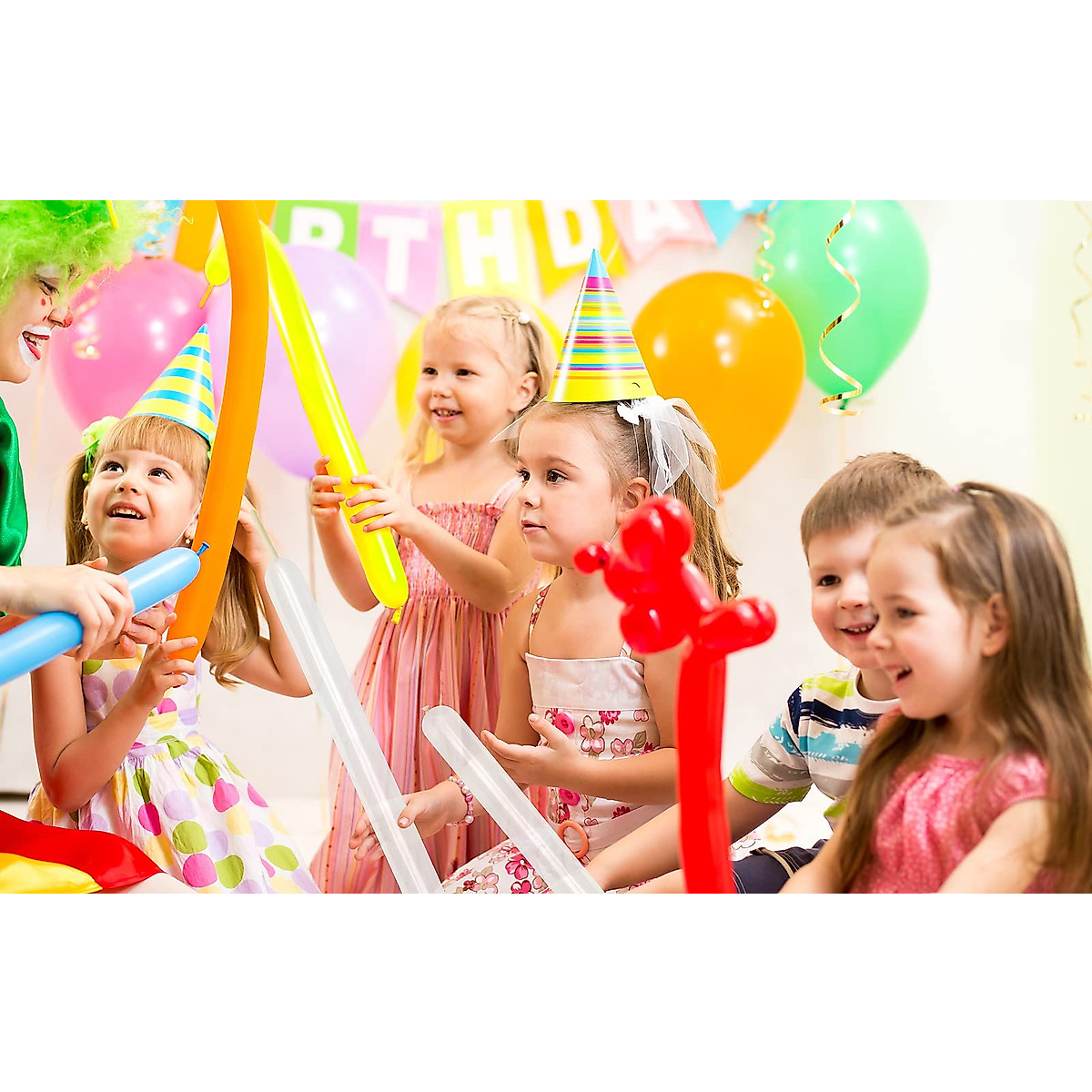 100pcs 260 Balloons Clear Long Balloons for Balloon Garland, Premium Quality Latex Skinny Magic Twisting Balloon Animals Balloons for Birthday Christmas Party Decorations