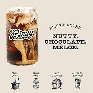 Bizzy Cold Brew Coffee | Decaf Blend | Water Process | Coarse Ground Coffee | Micro Sifted | Specialty Grade | 100% Arabica | 1 LB