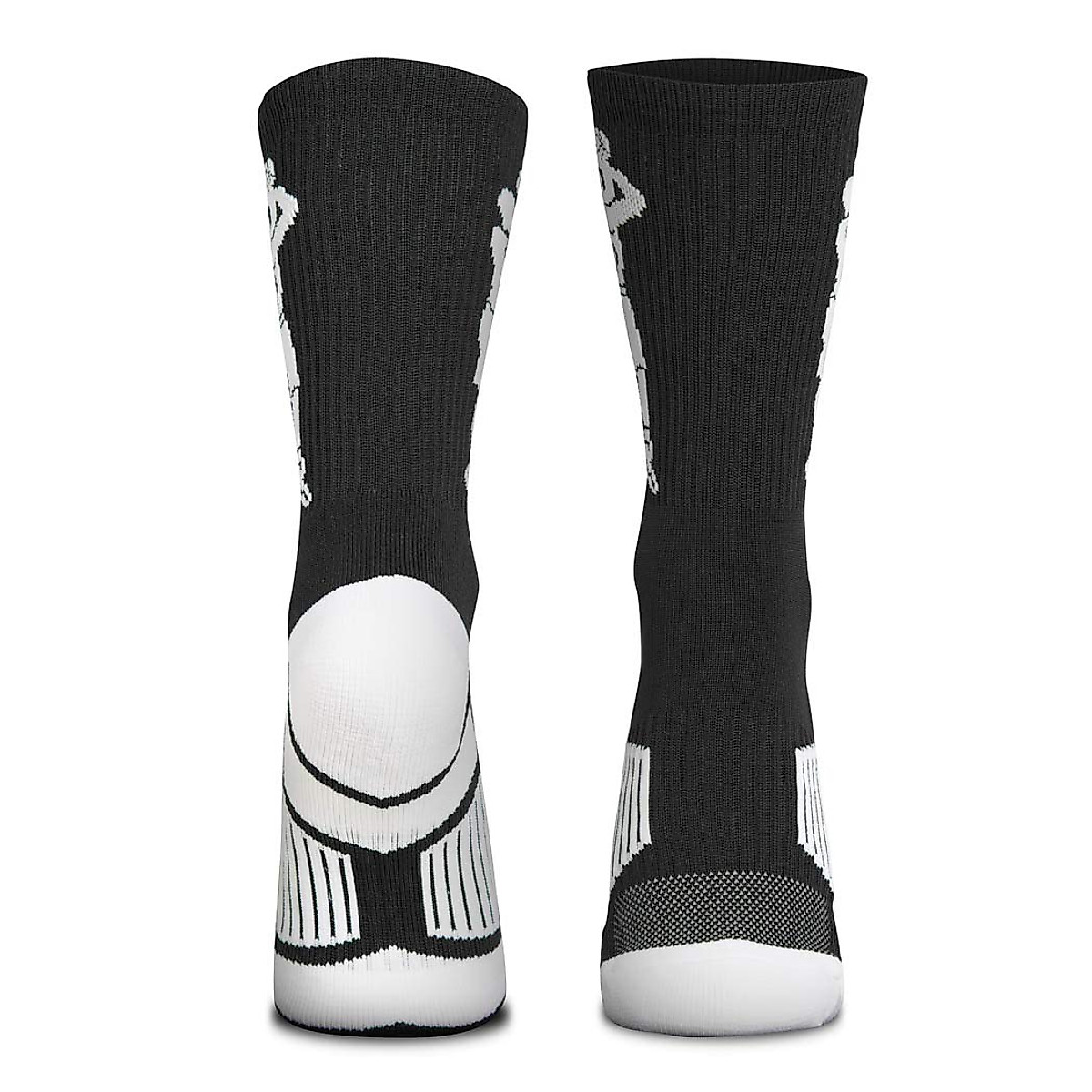 ChalkTalkSPORTS Basketball Player Woven Mid-Calf Socks | Jump Shot (Black/White)