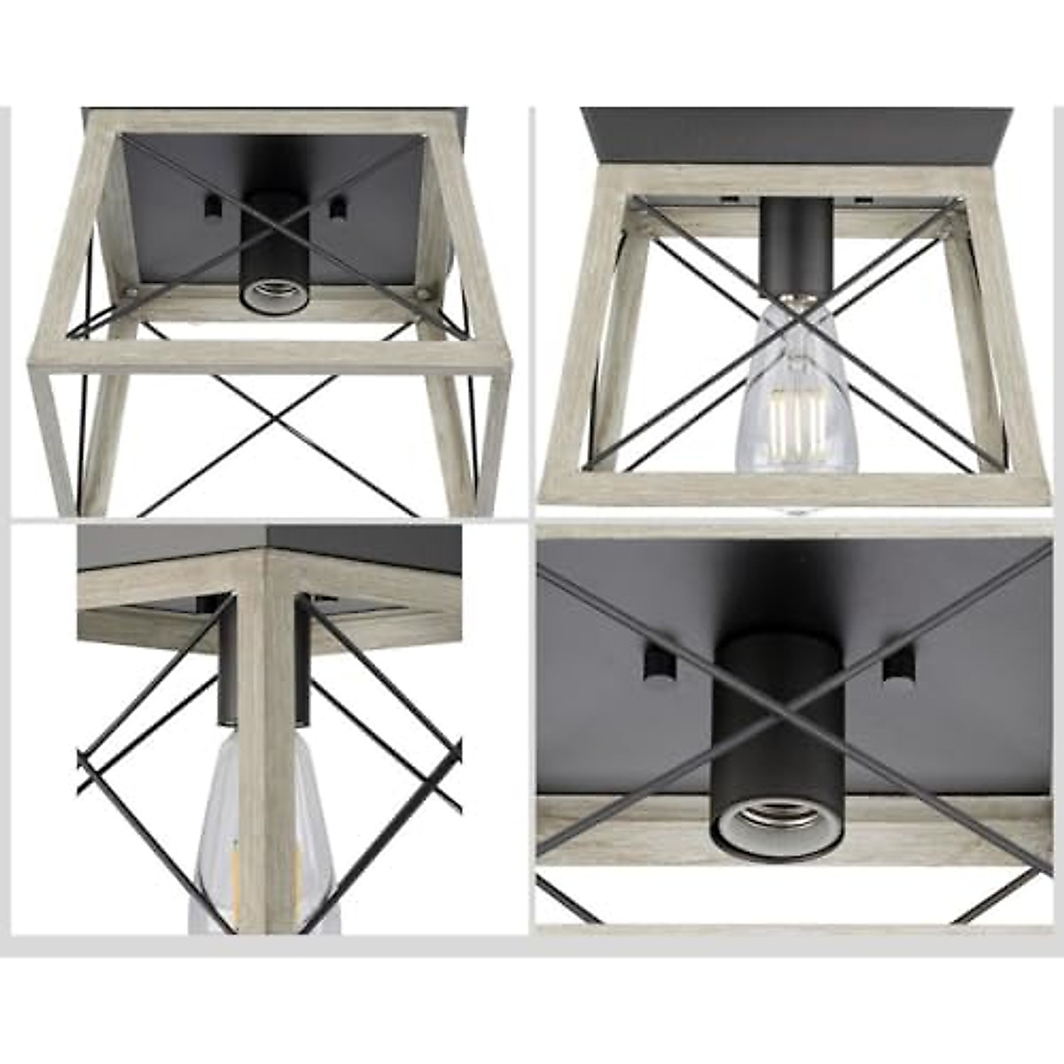 Briarwood Collection Whitewashed One-Light Farmhouse Flush Mount Ceiling Light