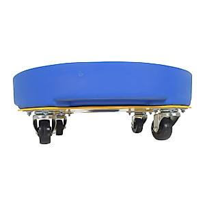 Vestil DRUM-DP-HD-55-BU Polyethylene Heavy Duty Drum Dolly 55 Gallon 24-1/4 in. x 24-1/4 in. x 8-1/2 in. 600 Lb. Capacity Blue/Yellow