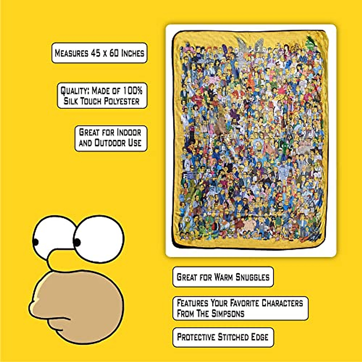 The Simpsons Fleece Throw Blanket, Multicolor, One Size