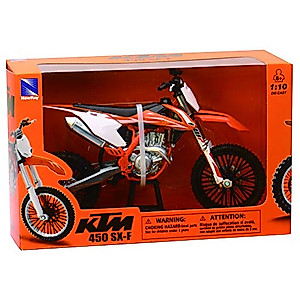New-Ray KTM 450 SXF Dirt Bike, Realistic and Functional, Kids Toy or Collectible Motorcycle 1/10 Scale (57943)