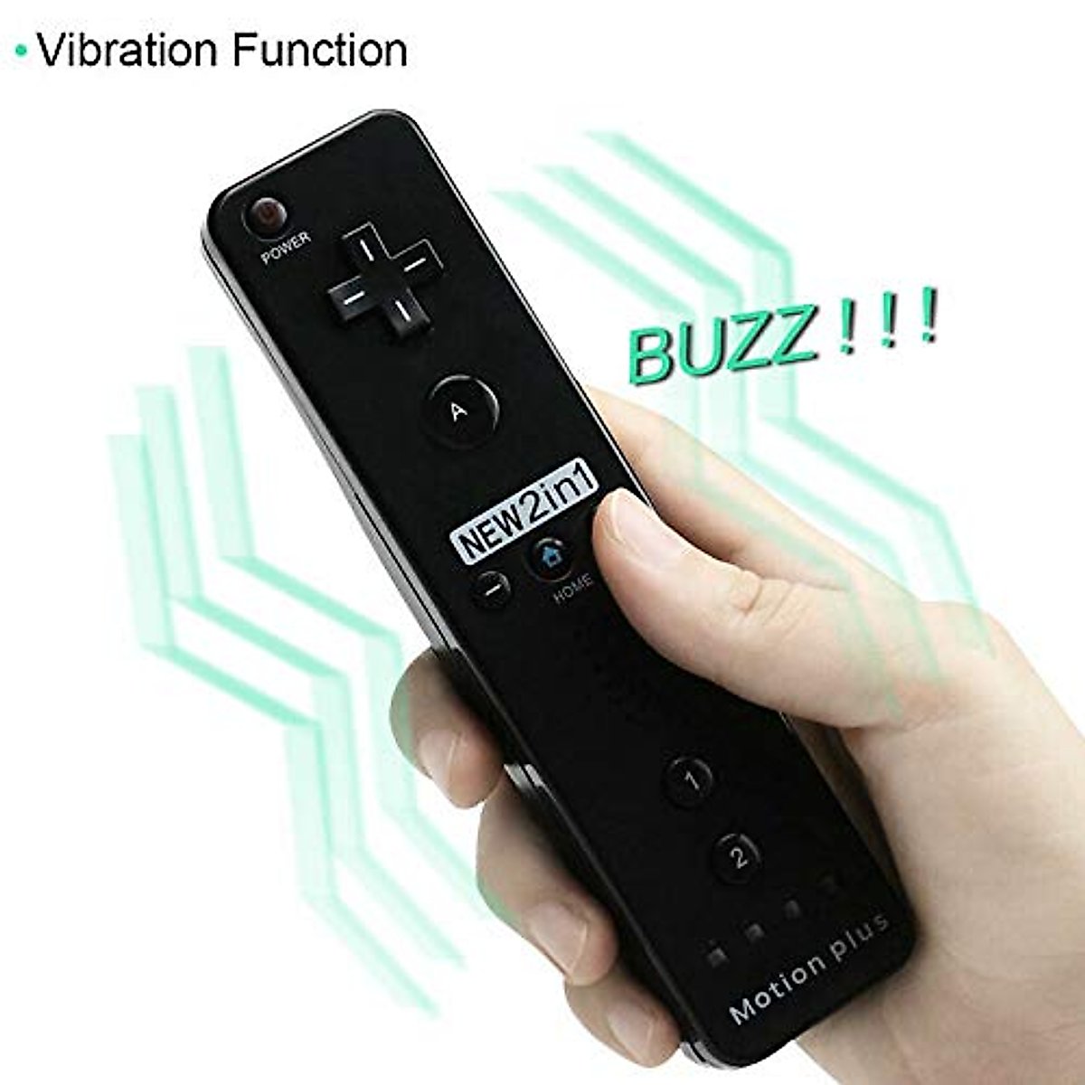 Built-in Motion Plus 2 in 1 Wireless Remote Controller Gamepad Joystick for Nintendo Wii/Wii U, w/Silicone Case & Hand Strap (Blue)