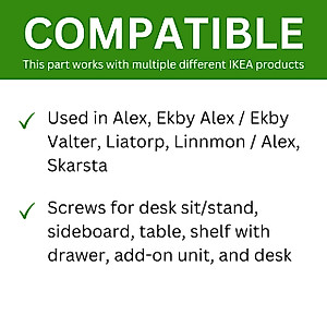 Spare Hardware Parts Desk, Shelf, Drawer, Table, Sideboard, Stand Screw (Replacement for IKEA Part #105021) (Pack of 10)