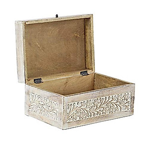 Deco 79 Mango Wood Floral Box with Hinged Lid, Set of 3 8", 10", 12"W, Brown