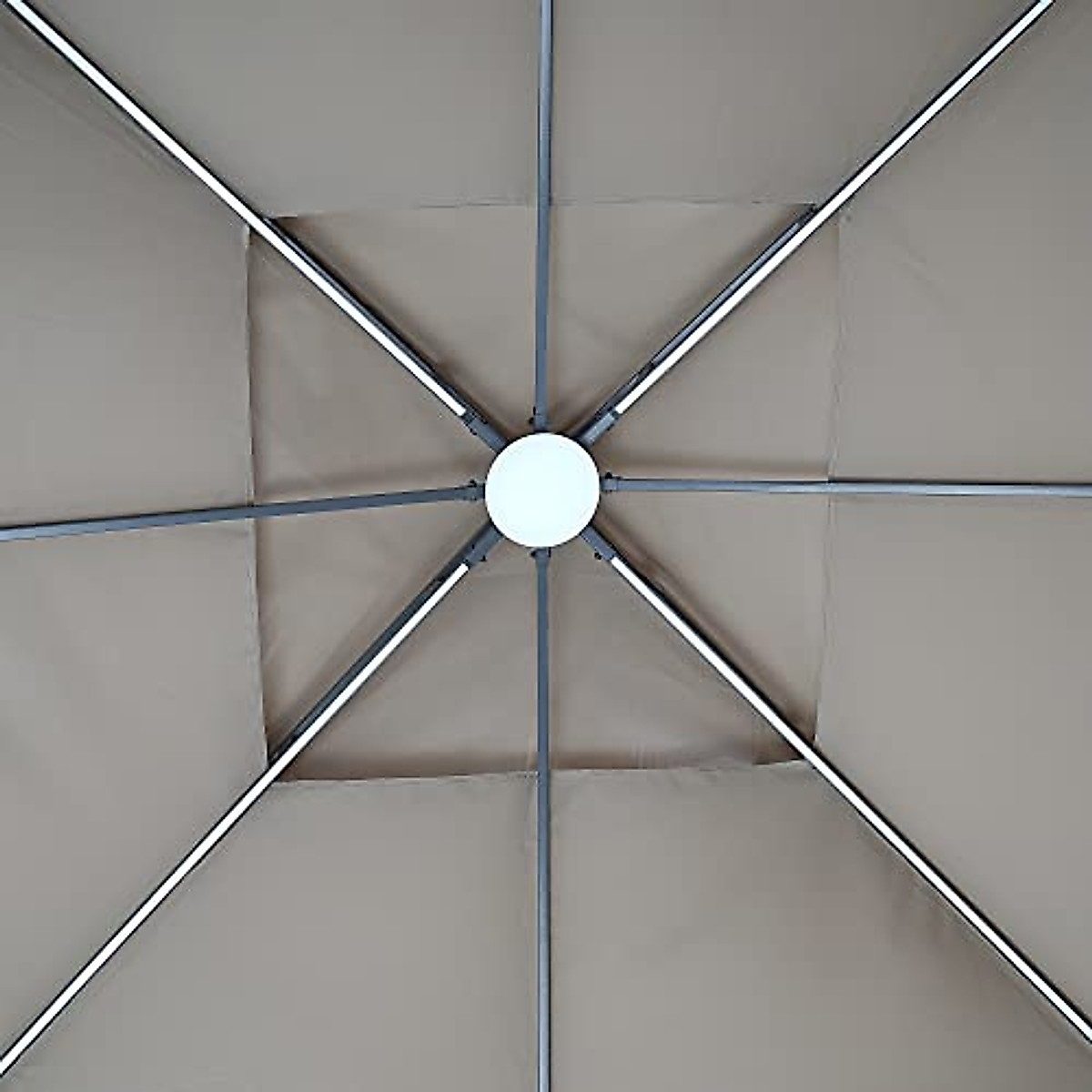 Morhome Patio 9.8ft.l X 9.8ft.w Gazebo with Extended Side Shed/Awning and Led Light in Brown Modern Contemporary Square Metal