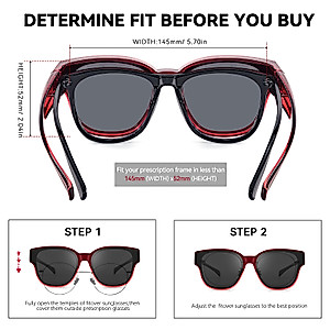 LVIOE Snap Shades Fit Over Sunglasses Solar Shields Wrap Around Over Glasses Sun Glasses Polarized UV400 Protection LS8001