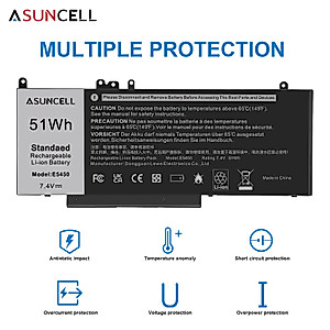 ASUNCELL 51Wh G5M10 Battery for Dell Latitude 14 E5450 5450 15 E5550 5550 12 E5250 5250 3150 3160 3550 Series VMKXM 451-BBLN G5M10 08V5GX 5XFWC, 7.4V 4-Cell