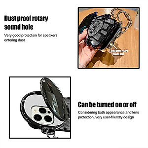 for iPhone 14 Pro Max Case with Kickstand Mirror Lanyard Shoulder Strap Cute 3D Astronaut Lens Camera Protection Girls Women Hidden Stand TPU Clear Cover Protector for iPhone 14 Pro Max (14 Pro Max)